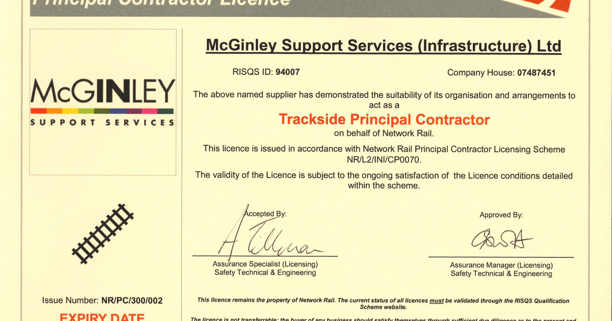MSSI awarded full Network Rail Principal Contractor Licence | 23rd ...